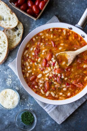 White Bean and Tomato Ragout Over Ciabatta - The Beach House Kitchen