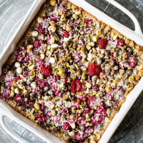 Raspberry Pistachio Magic Bars - The Beach House Kitchen