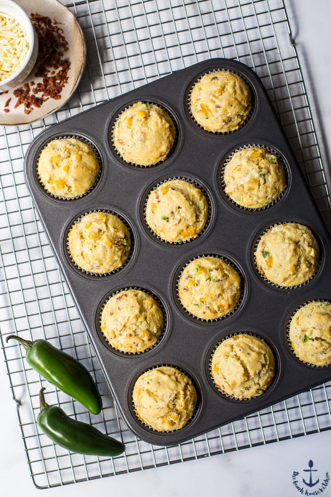 Cheddar Bacon Jalapeño Corn Muffins - The Beach House Kitchen