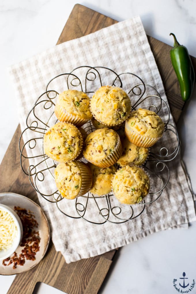 Cheddar Bacon Jalapeño Corn Muffins - The Beach House Kitchen
