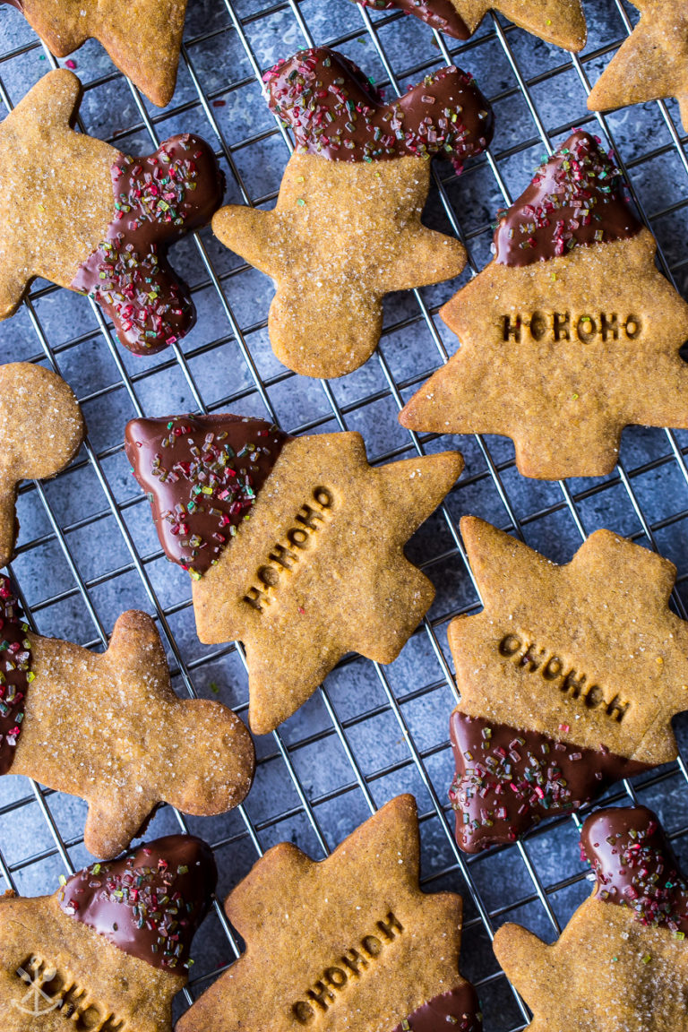 Chocolate Dipped Gingerbread Shortbread Cut Out Cookies - The Beach ...