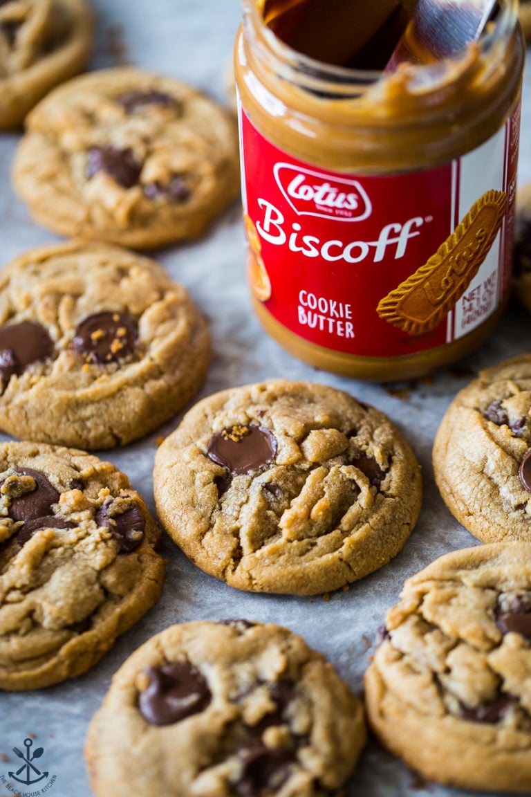 Chewy Cookie Butter Chocolate Chip Cookies - The Beach House Kitchen