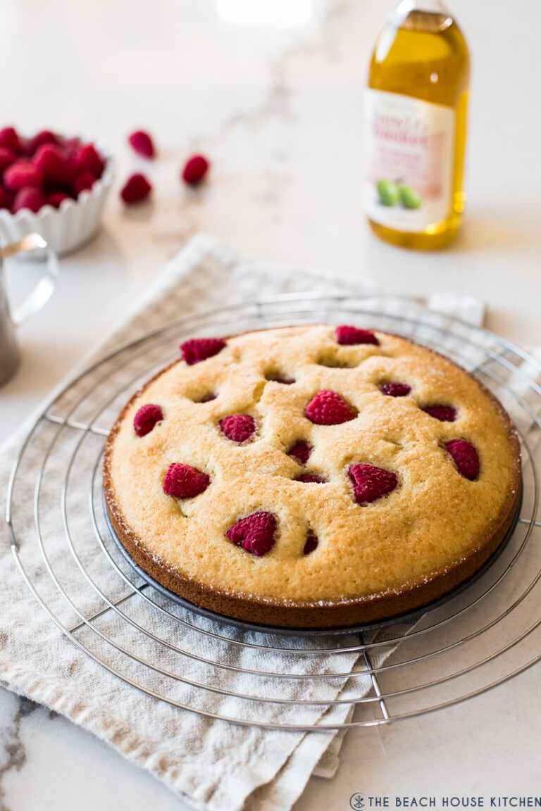 Lemon Raspberry Olive Oil Cake - The Beach House Kitchen
