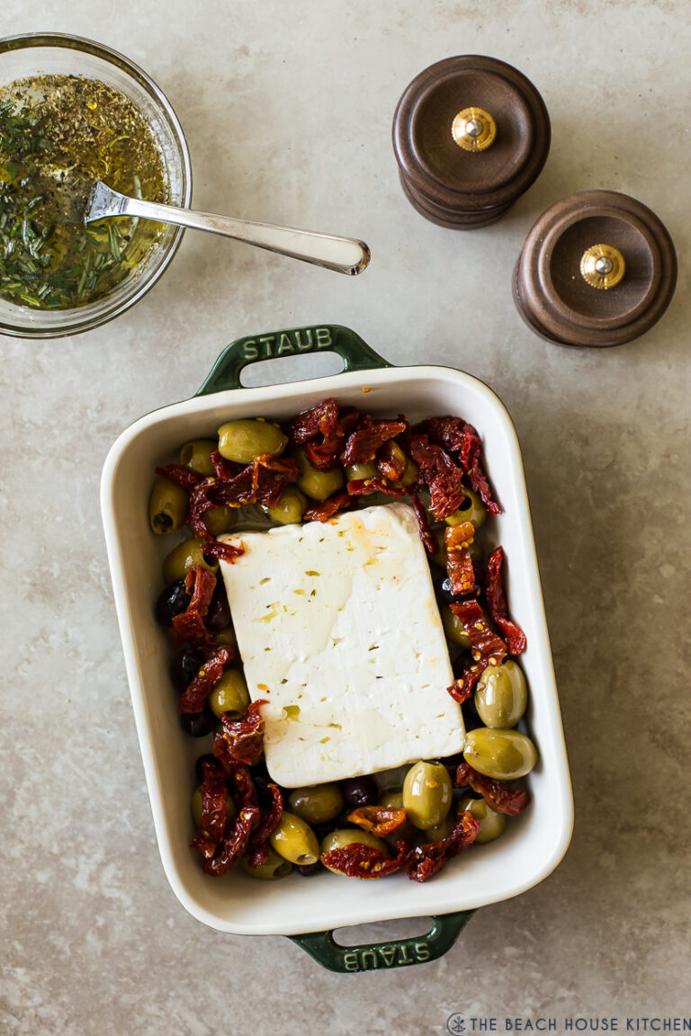 Baked Feta with Olives and Sun-dried Tomatoes - The Beach House Kitchen